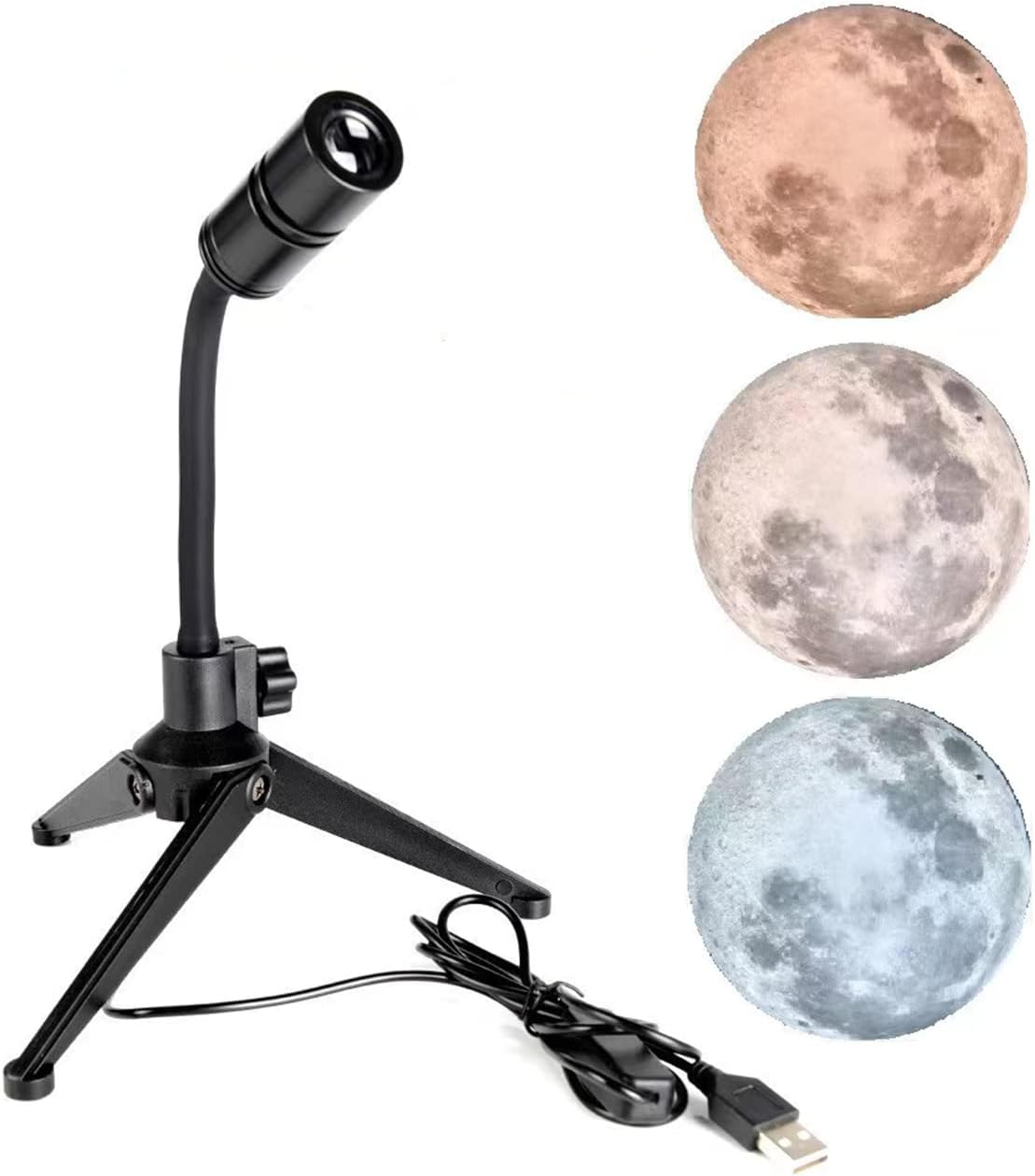 BODLYL Moon Lamp Projector Night Light,360 Degree Moon Projection Light ...