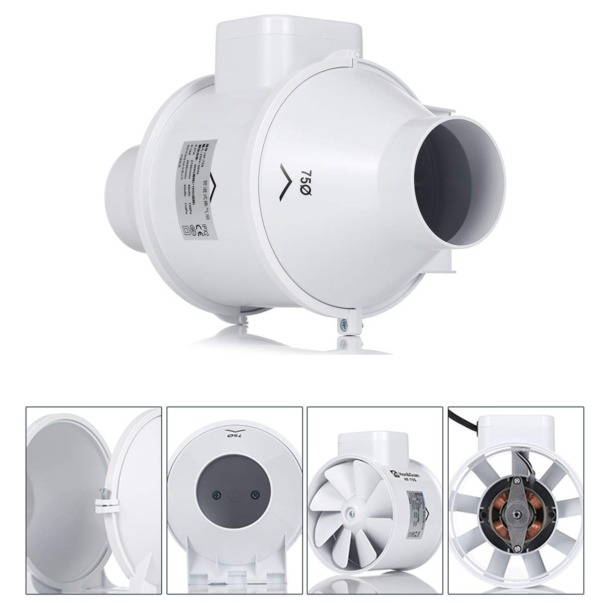 Buy Hon&Guan 3 Inch Duct Fan, High Efficiency Inline Fan Mixed Flow ...