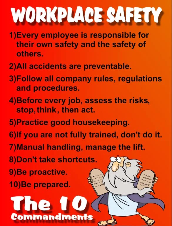 Workplace Safety The 10 Commandments Sign Sticker, Waterproof Sticker ...