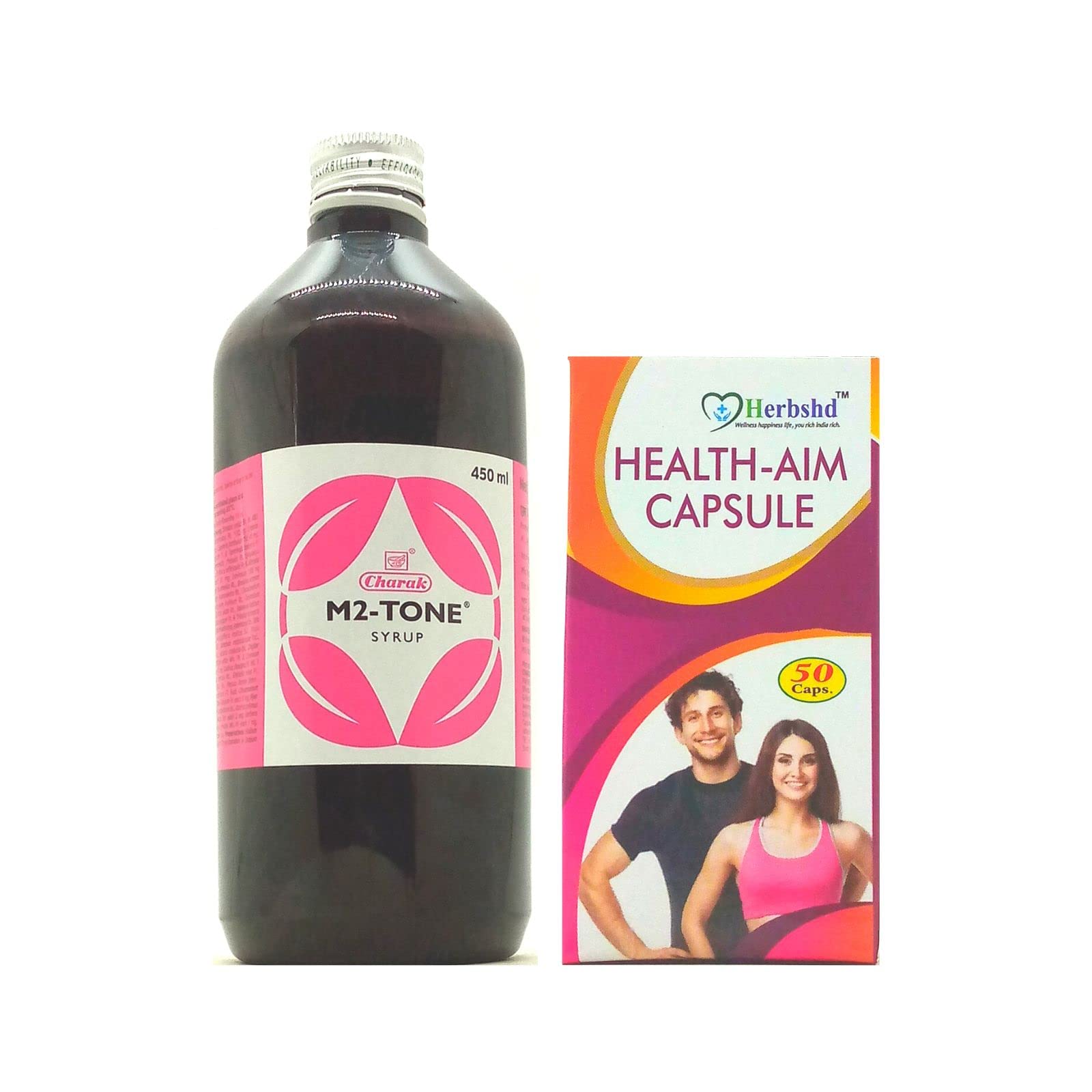 Charak M2 Tone Syrup And Health Aim 50capsule Menstrual Cycle ...