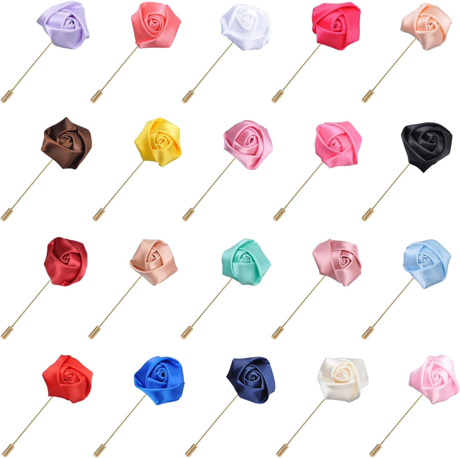 Amazon.com: Shappy 15 Pcs Men's Satin Lapel Flower Pins with Metal ...