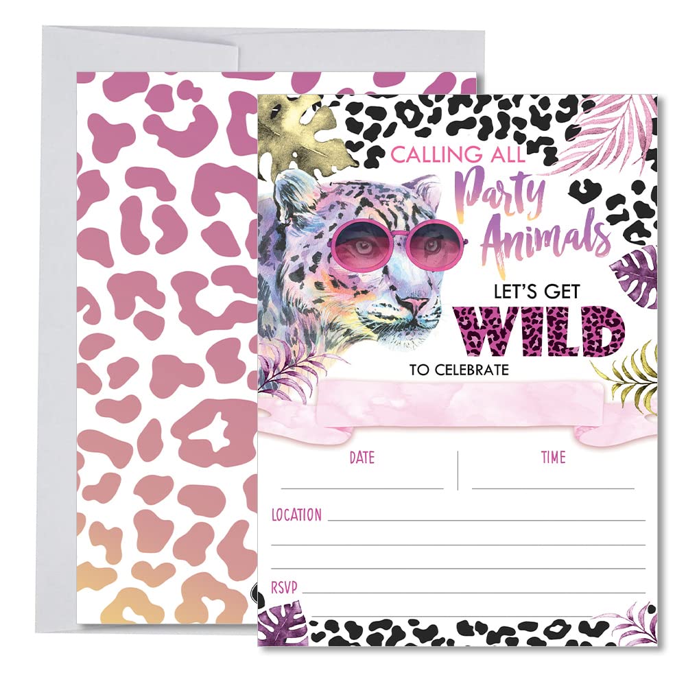 Pink Cheetah Invitations Leopard Purple Bachelorette Party Invitations