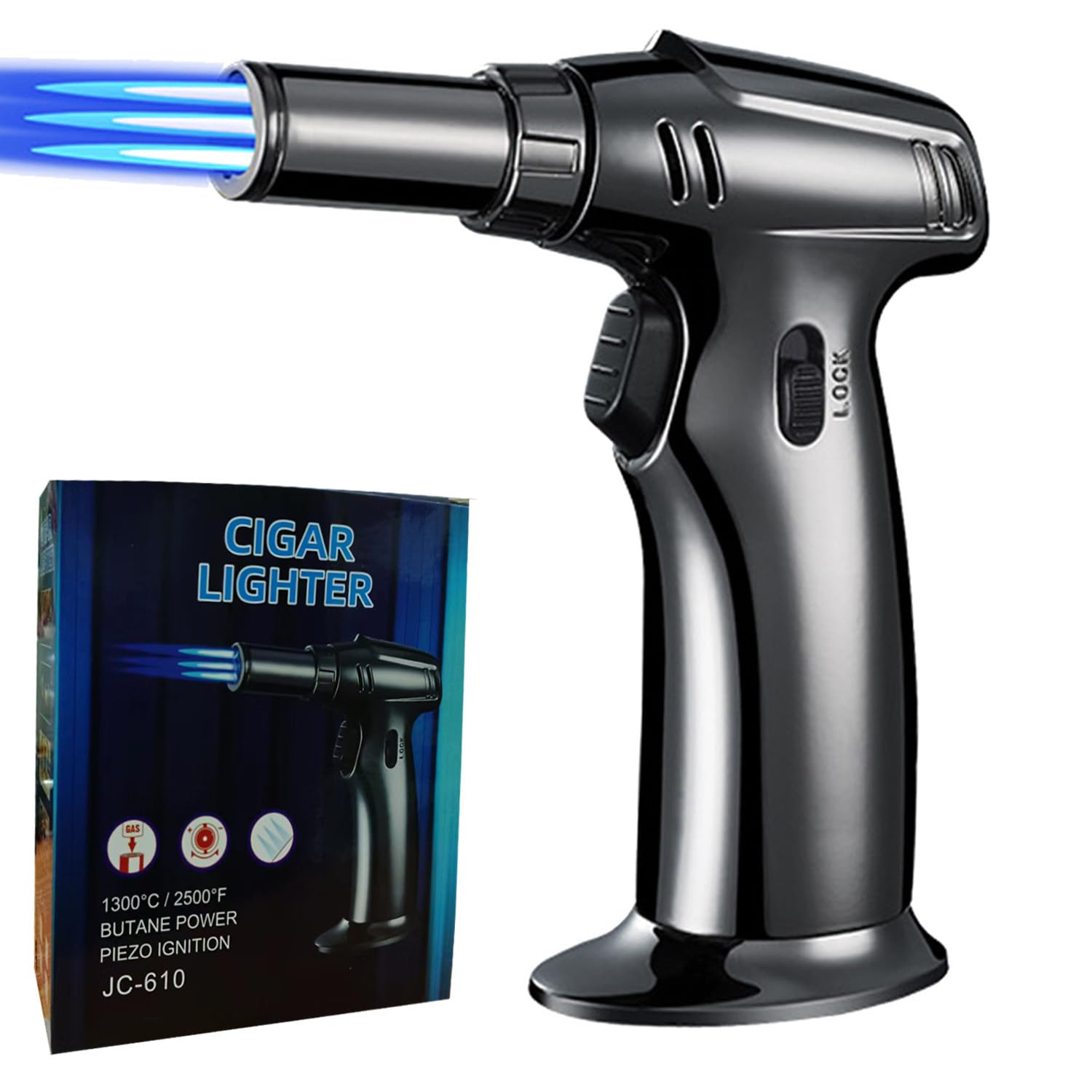 Blow Torch Lighter,Refillable Kitchen Cooking Butane Torch Lighter with ...