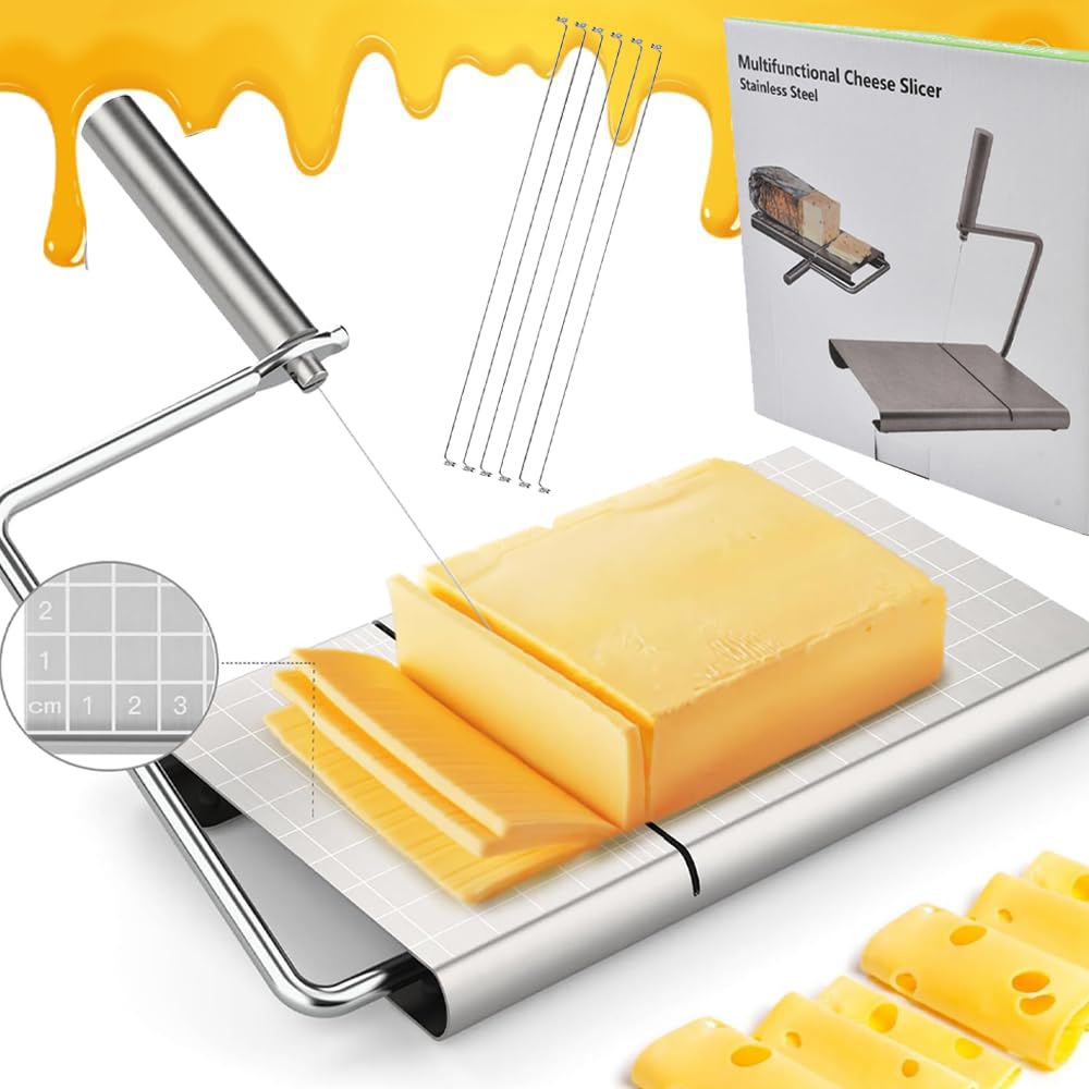 Amazon.com: AHN Replaceable Wire Cheese Slicer with Board and Measuring ...