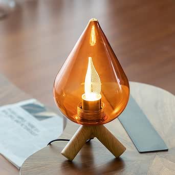 Monikessy Small Glass Table Lamp, Modern Red Raindrops Glass Tripod ...