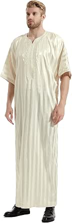 GladThink Muslim Arab Men Thobe Thawb Caftan Short Sleeves at Amazon ...