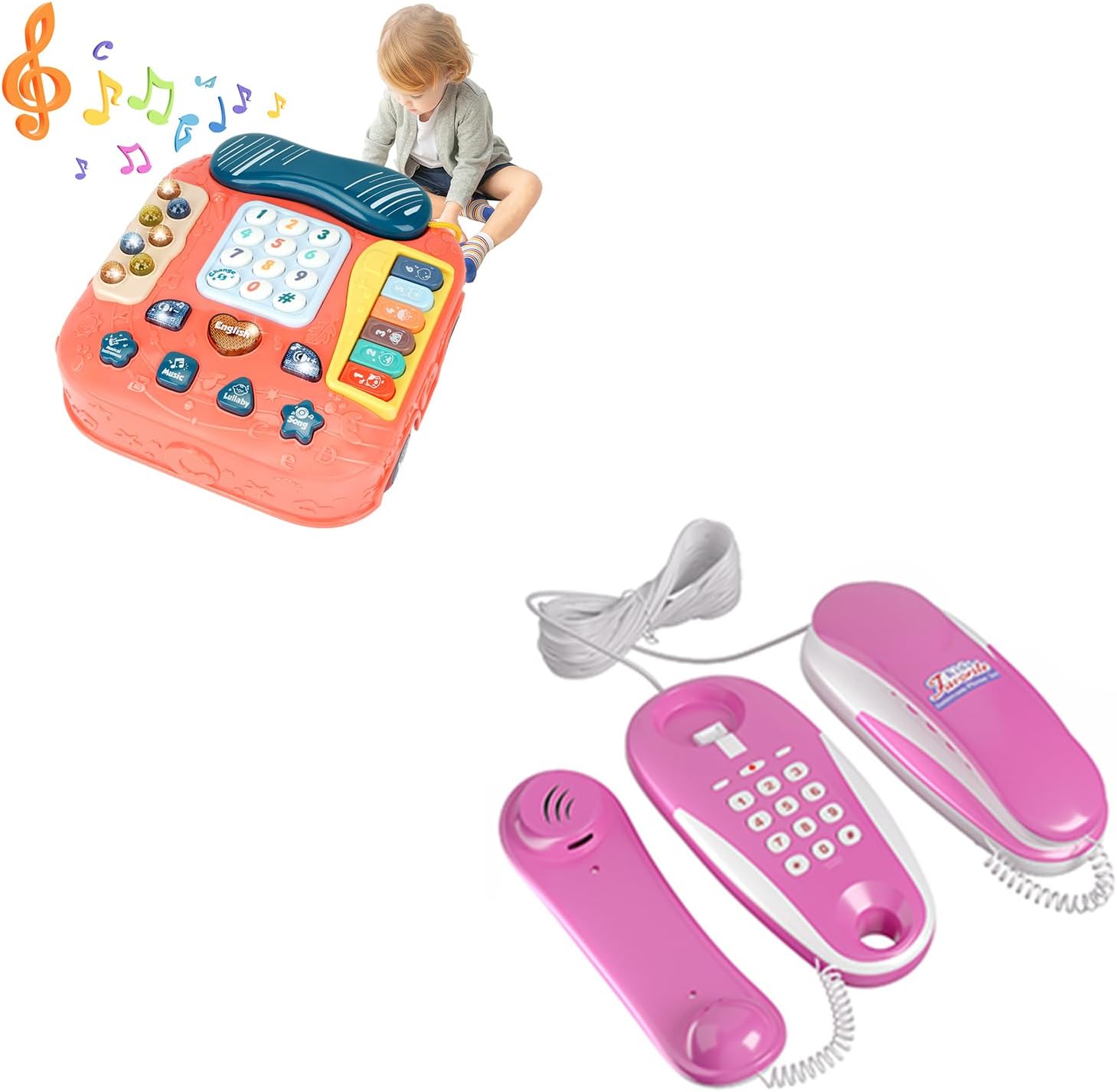 Amazon.com: Kids Play Phone, Intercom Toy with Real Ring Sounds ...