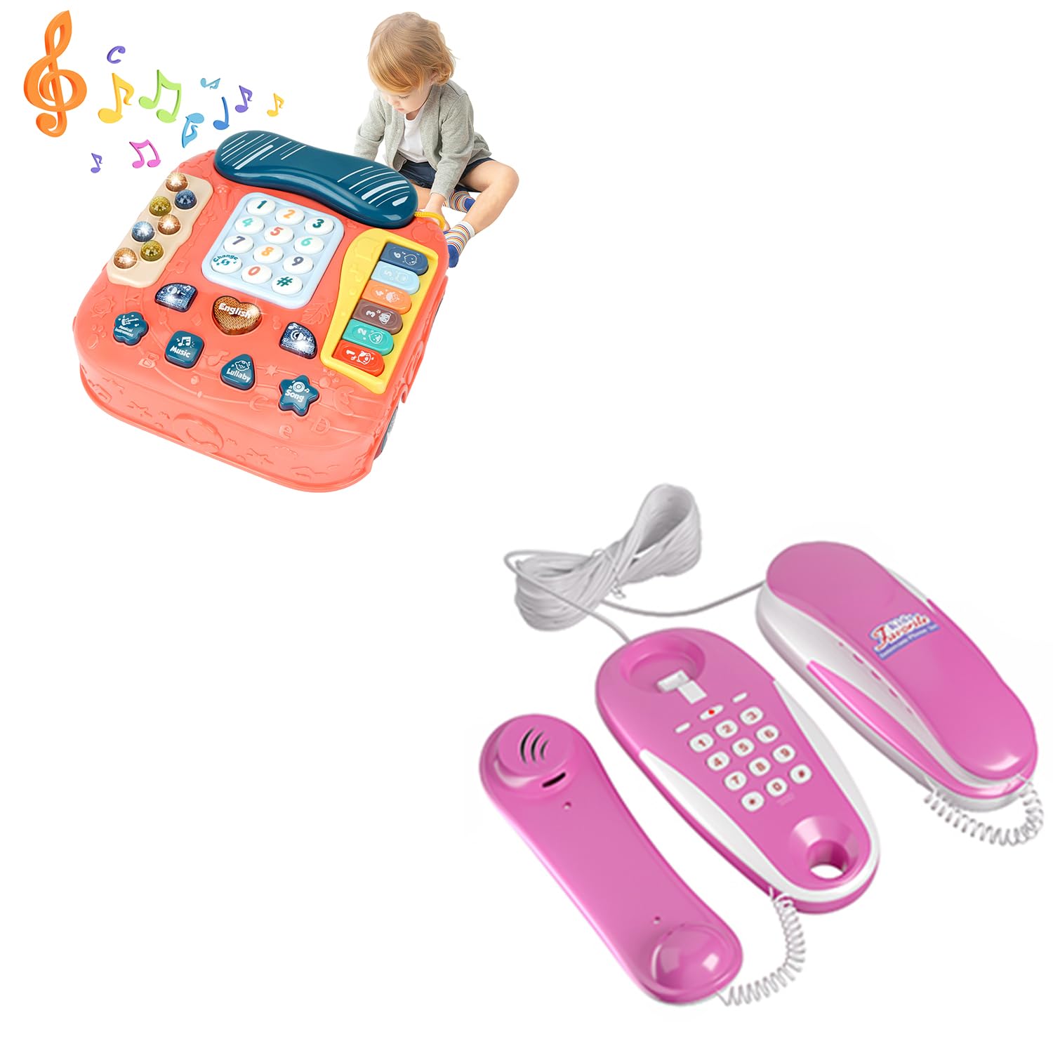 Amazon.com: Kids Play Phone, Intercom Toy with Real Ring Sounds ...