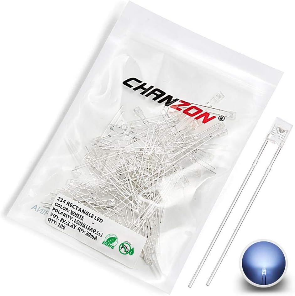 Amazon.com: CHANZON 100 pcs 2x3x4 White LED Diode Lights 234 (Square ...