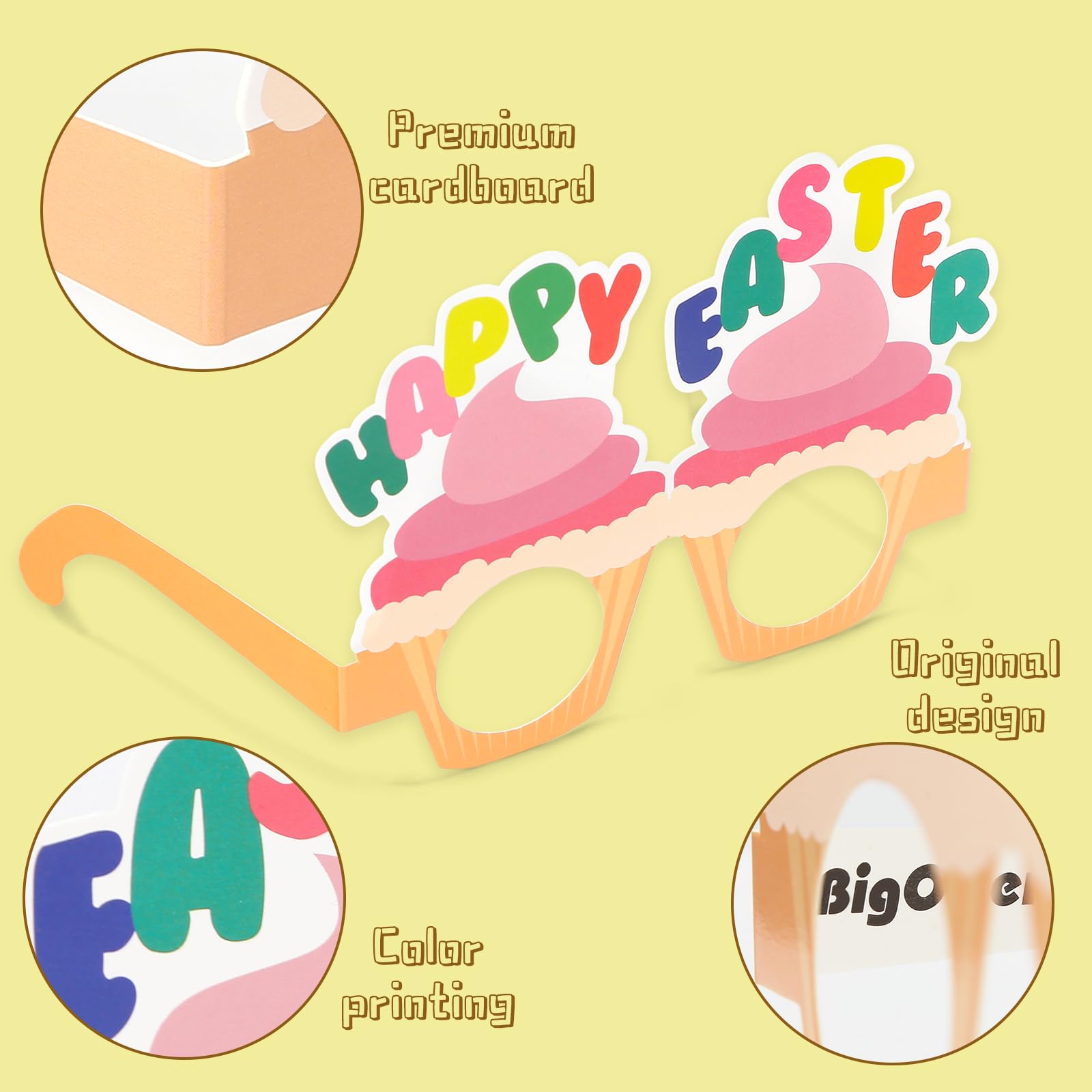 Snapklik.com : 24PCS Easter Party Glasses, Paper Glasses Easter Bunny ...