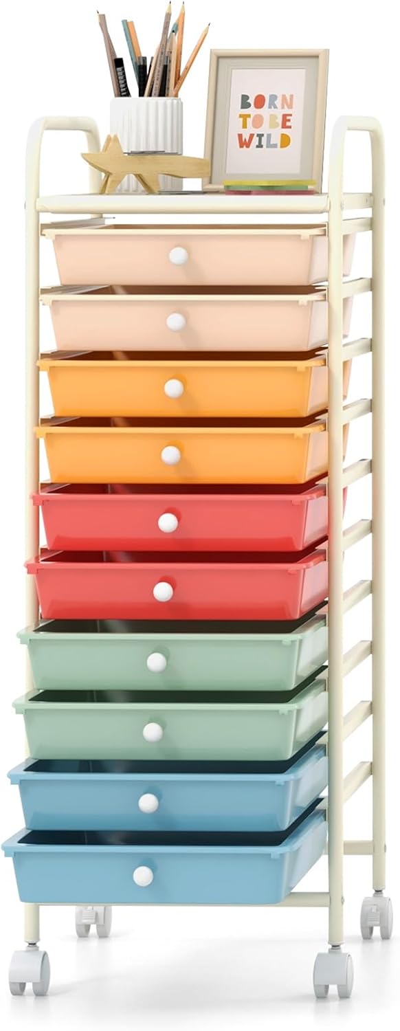 Amazon.com: GOFLAME 10-Drawer Rolling Storage Drawer Cart, Utility Cart ...