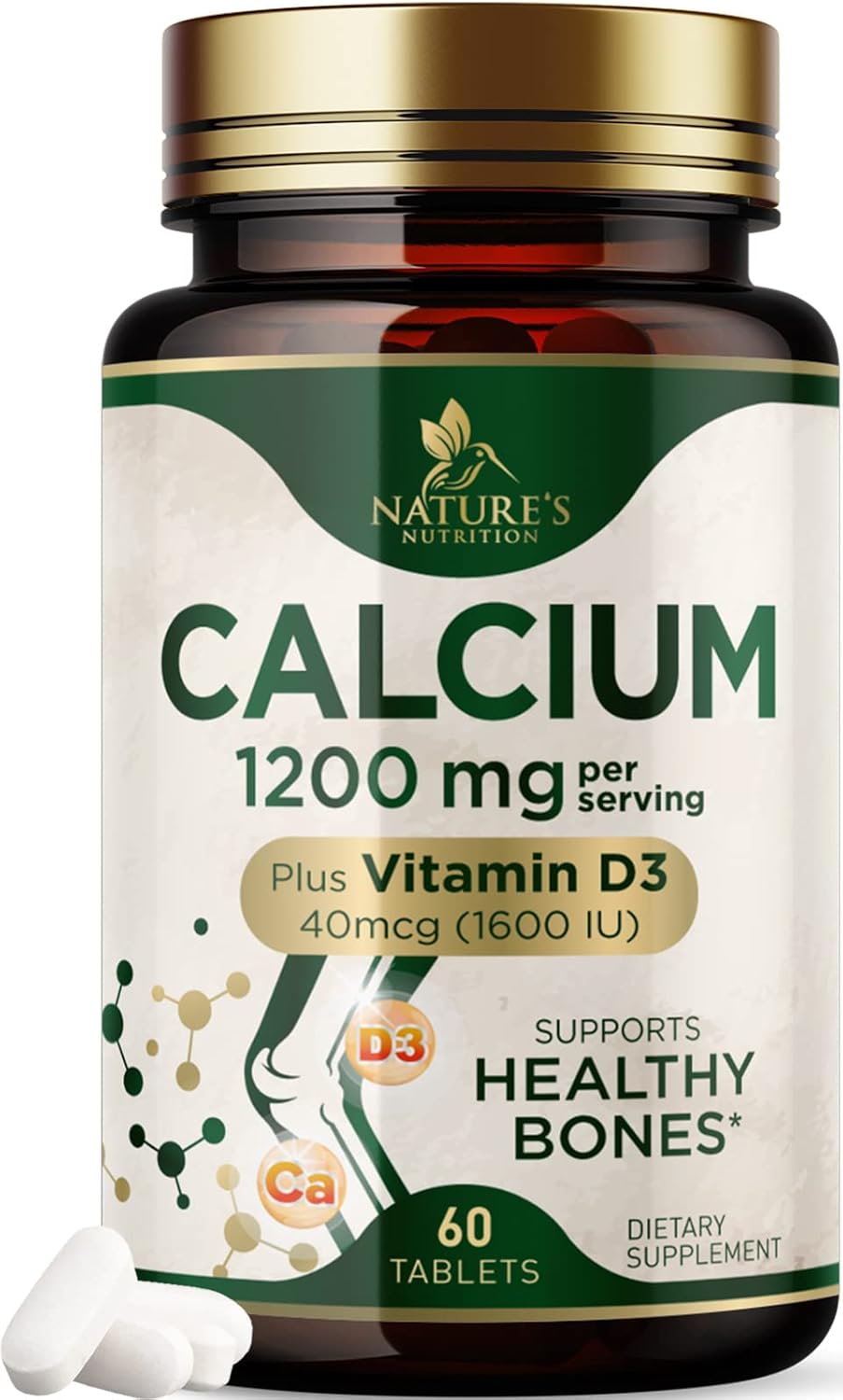 Amazon.com: Nature’s Calcium 1200mg Plus 1600 IU Vitamin D3, Immune ...