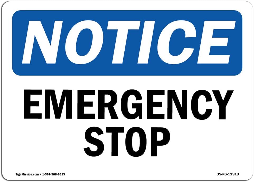 Amazon.com: OSHA Notice Sign - Emergency Stop | Vinyl Label Decal ...