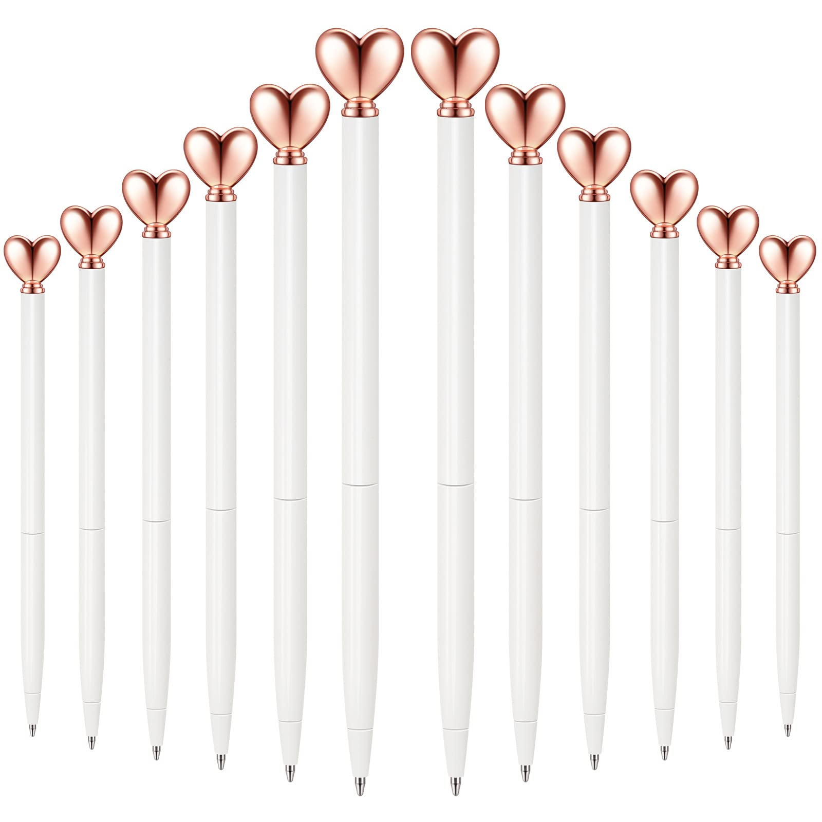 Amazon.com : Chinco 12 Pieces Heart Shaped Pens Black Ink Retractable ...