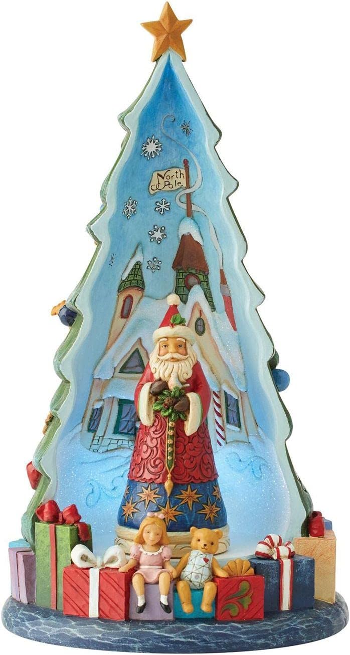 Amazon.com: Enesco Jim Shore Santa in Tree Lighted Rotator, Figurine ...