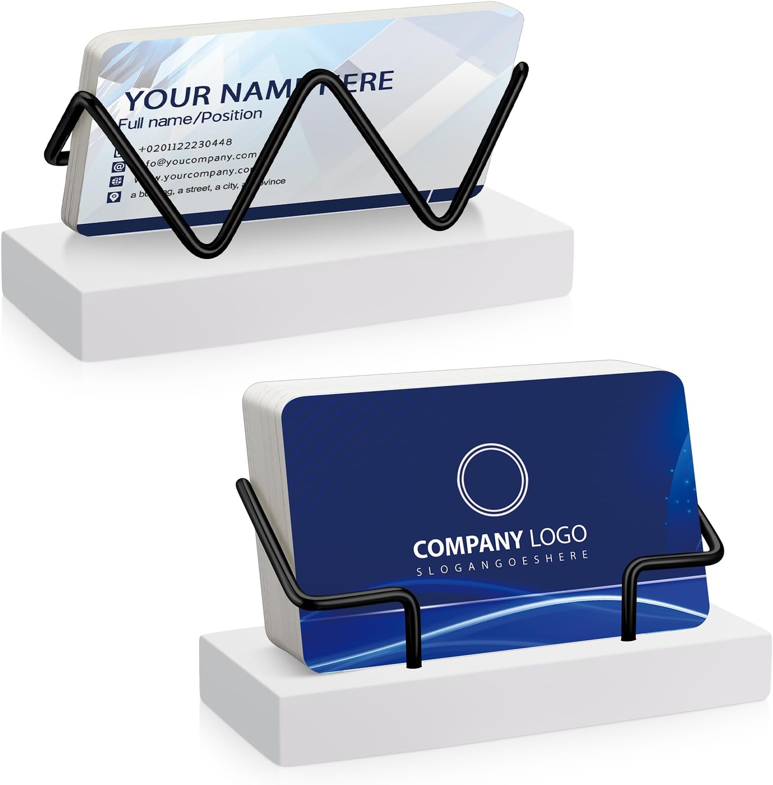 Amazon.com : Amyhill 2 Pieces Wood Business Card Holder for Desk Wooden ...