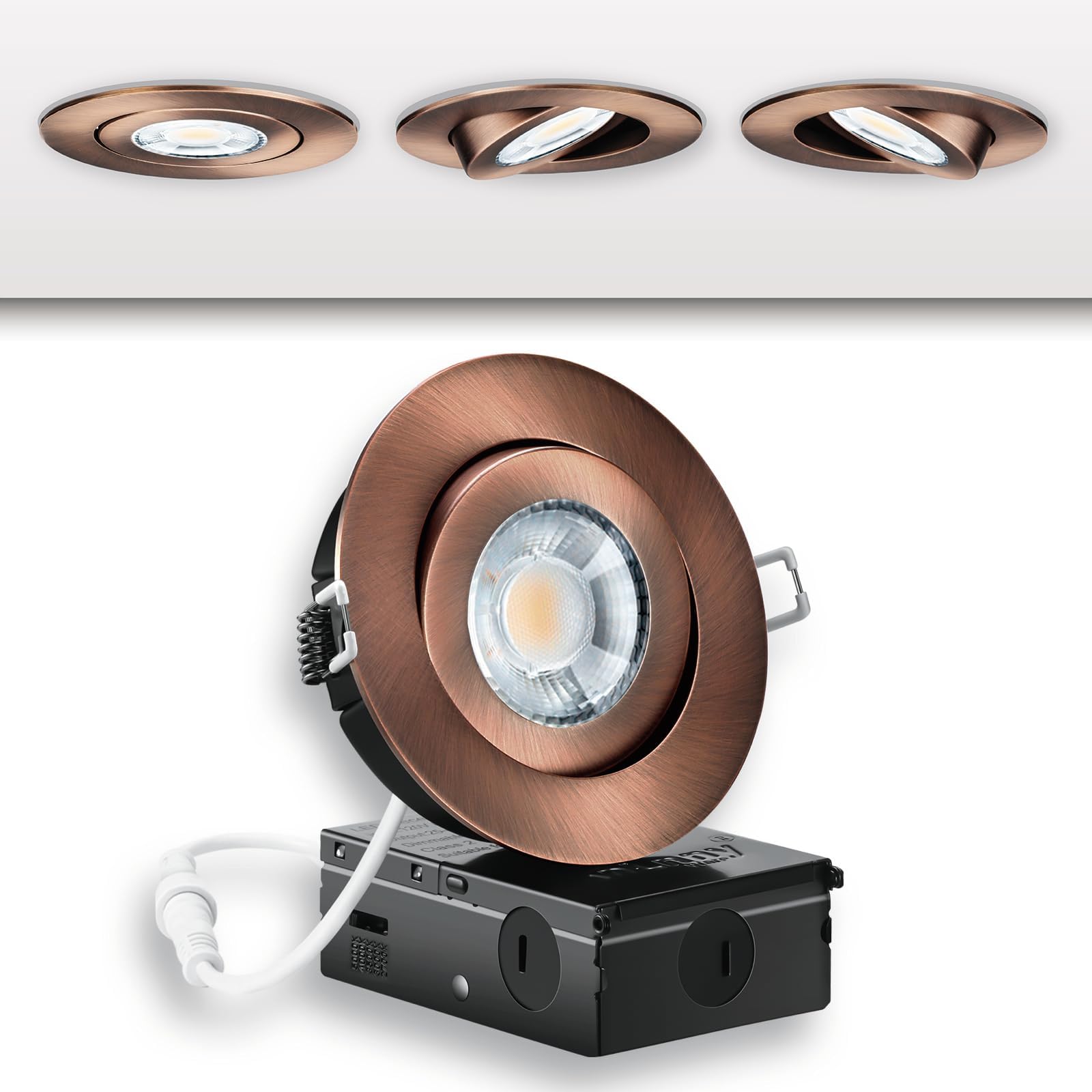 ZYC Gimbal LED Recessed Spotlight - 4Pack 3Inch Eyeball Light Rotate ...