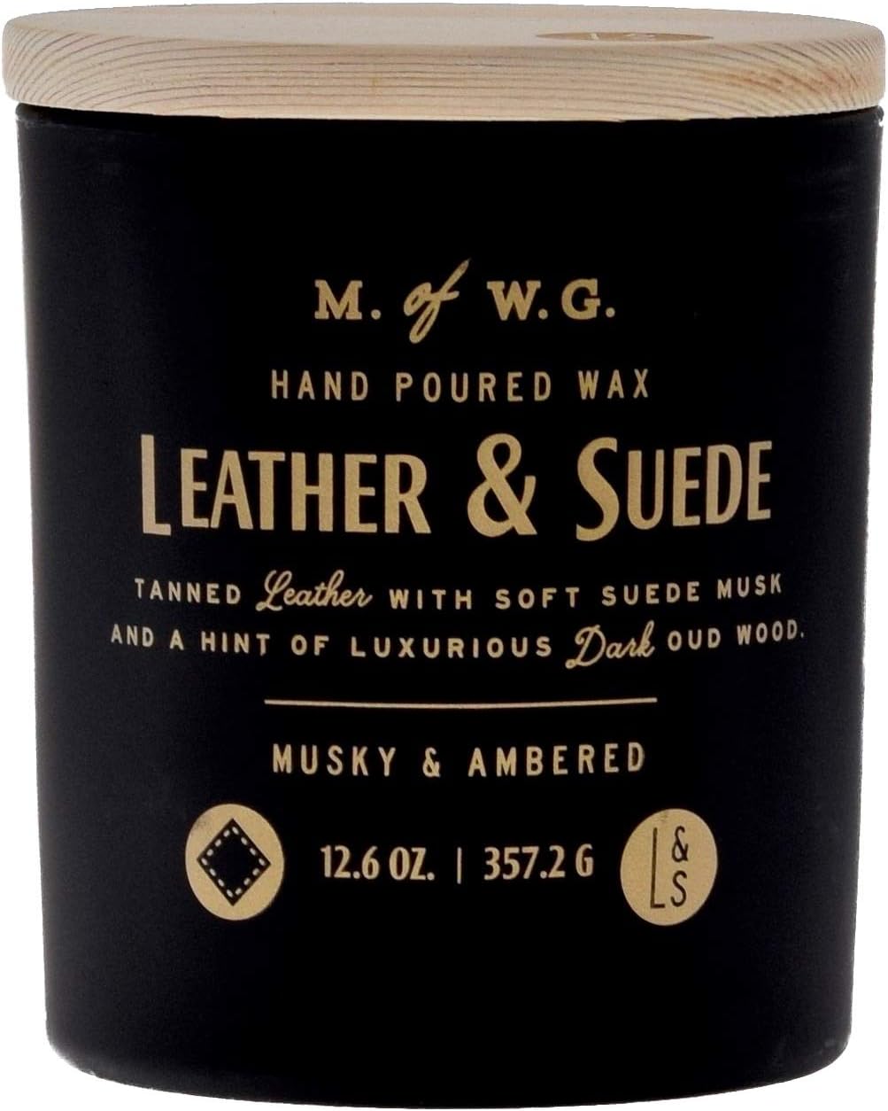 Amazon.com: Large Leather and Suede Scented Candle with Black Wax ...