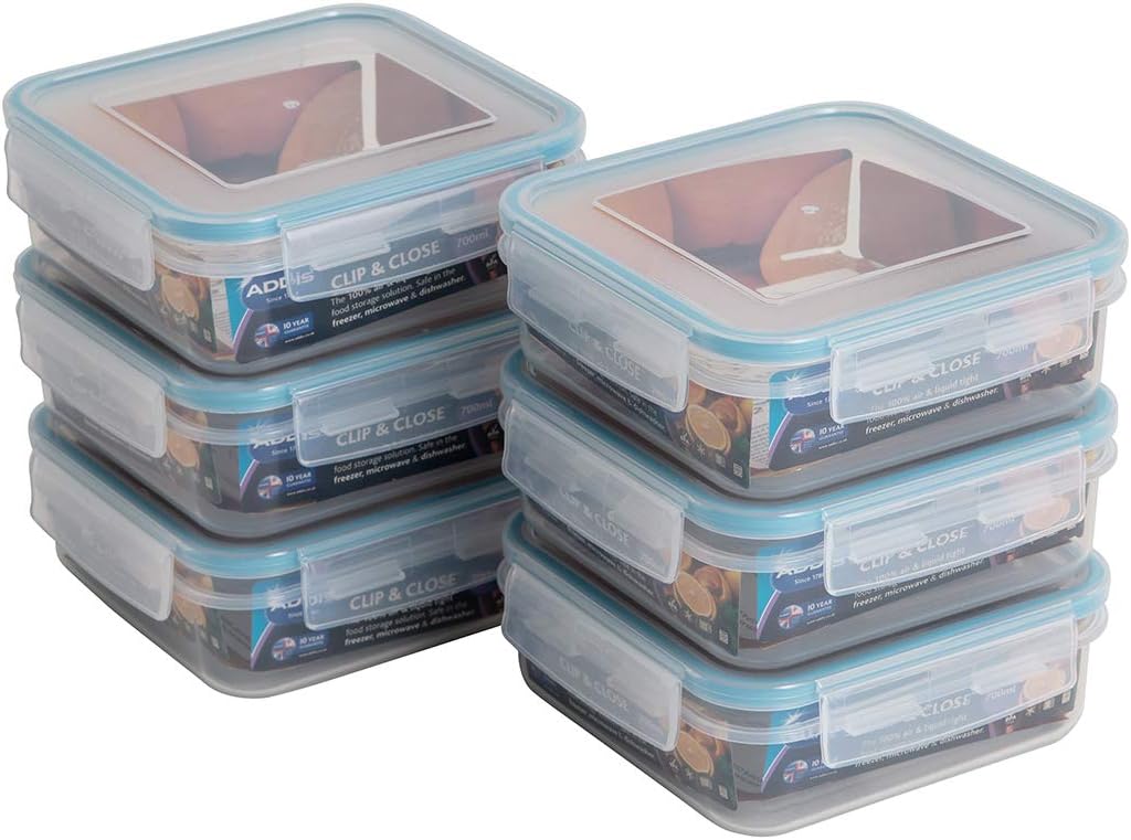 Addis Clip & Close 700 ml Square Food Storage Airtight Lockable Lid ...
