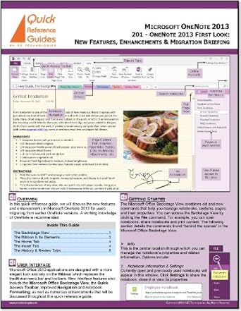 Microsoft OneNote 2013 First Look Quick Reference Guide (Cheat Sheet ...