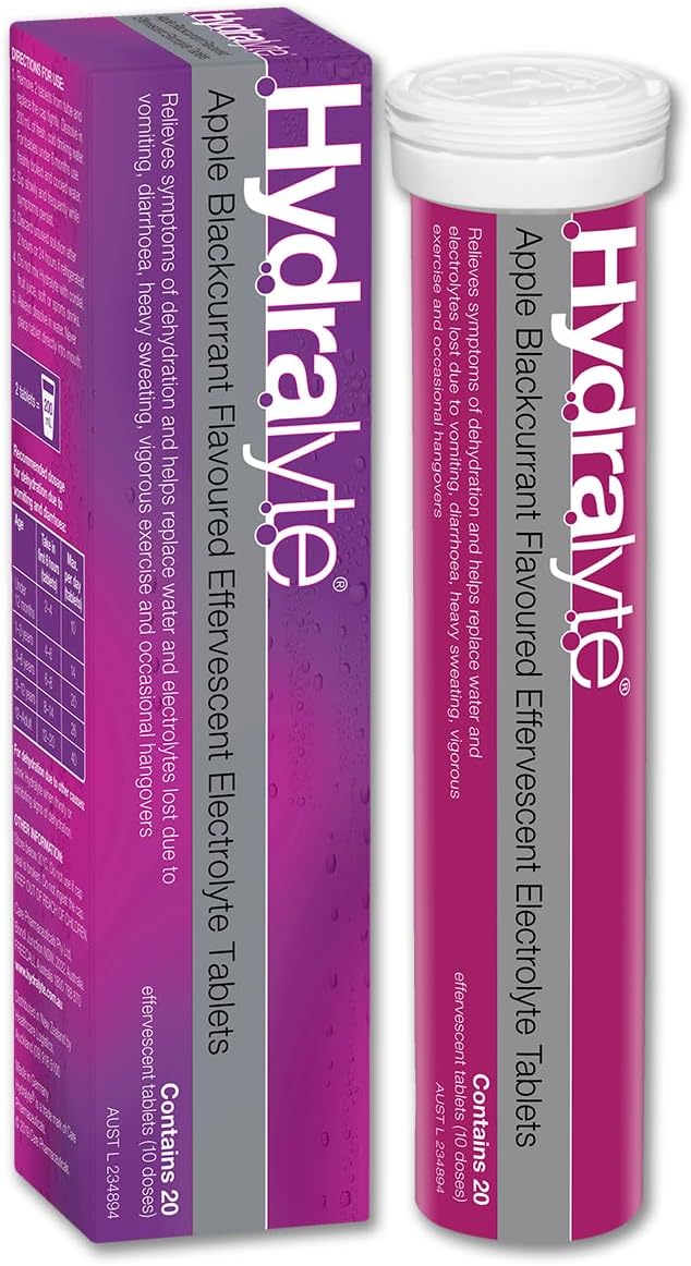 Hydralyte Effervescent Electrolyte Tablet Apple Blackcurrant Flavoured ...