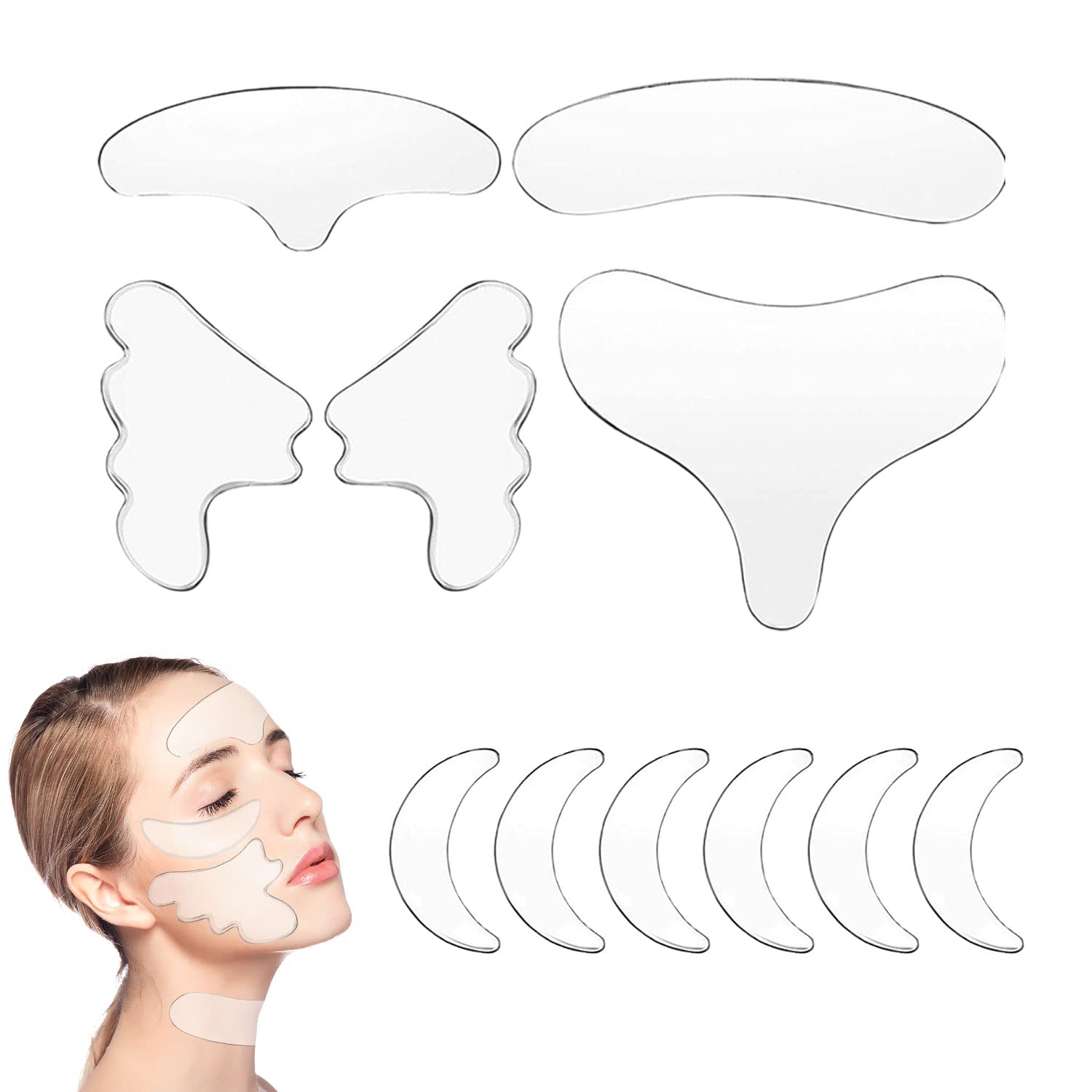 TSHAOUN 11 Pieces Reusable Silicone Chest Wrinkle Pads Patches,silicone ...