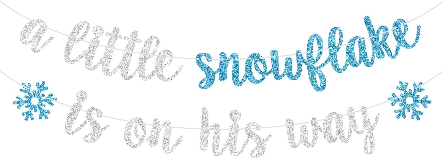 Amazon.com: A Little Snowflake is on His Way Banner, Welcome Baby Boy ...