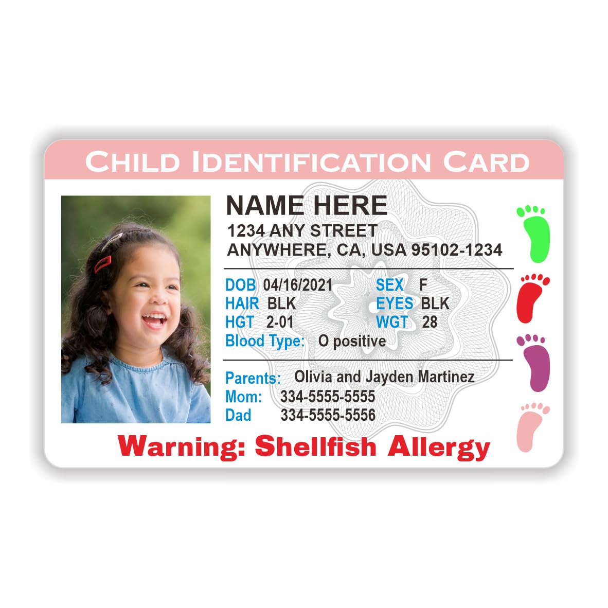 Amazon.com : Custom Personalized Child Travel Identification Card ...