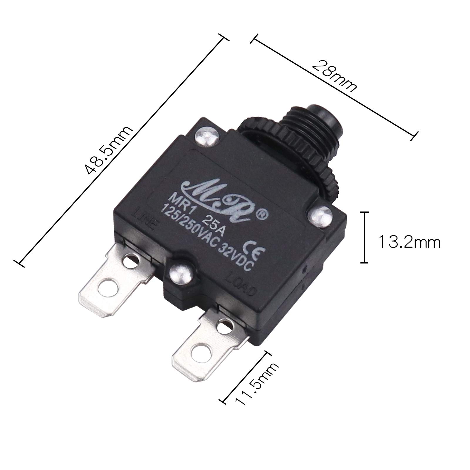 Snapklik.com : 25 Amps Thermal Circuit Breakers, 125/250V AC 32V DC ...