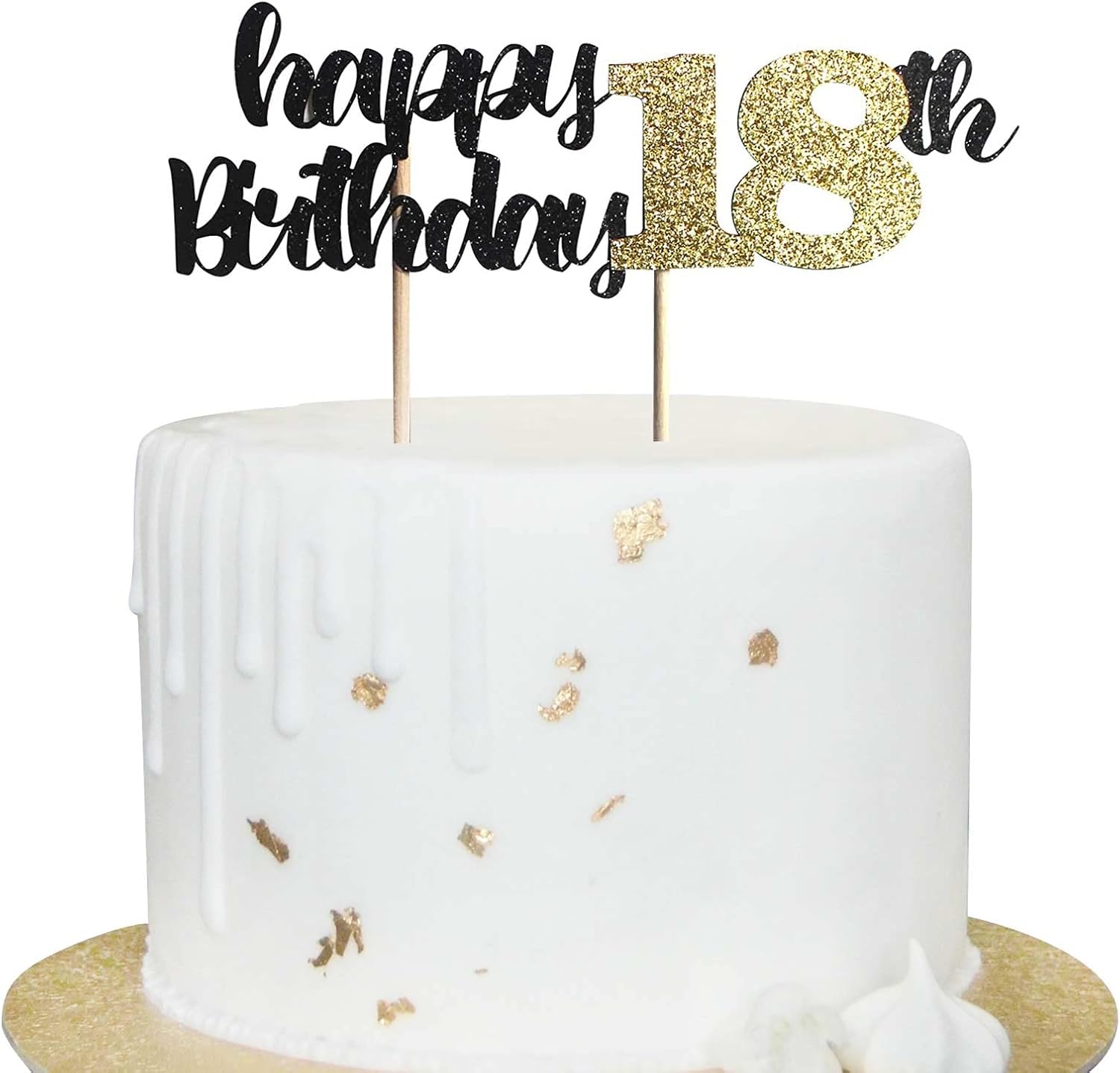 Amazon.com: Happy 18th Birthday Cake Topper Glitter Happy Black Font ...