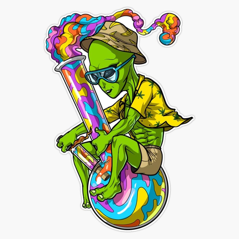 Amazon.com: Alien Stoner Weed Bong Trip Sticker Bumper Sticker Vinyl ...