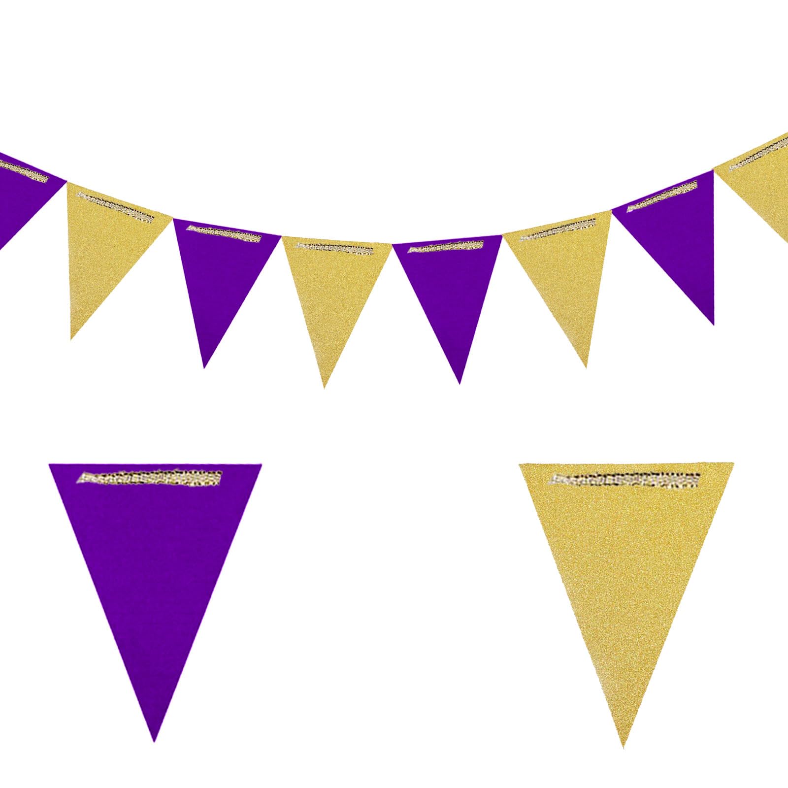 Amazon.com: 20 Feet Double Sided Purple and Gold Glitter Pennant Banner ...
