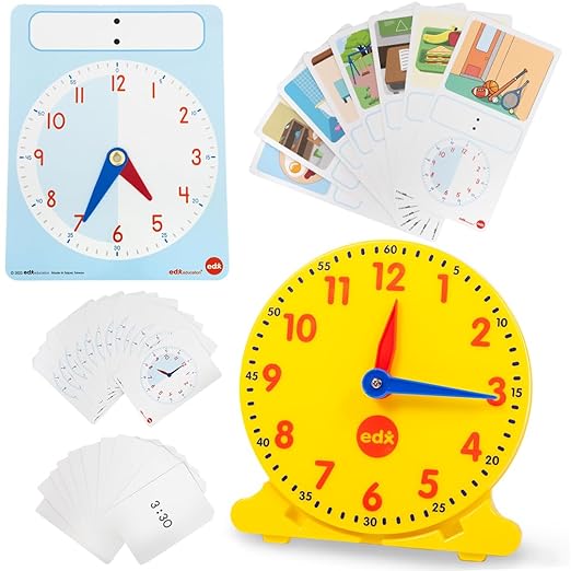 Amazon.com: edxeducation Learning Clock Activity Set | 8 Double-Sided ...