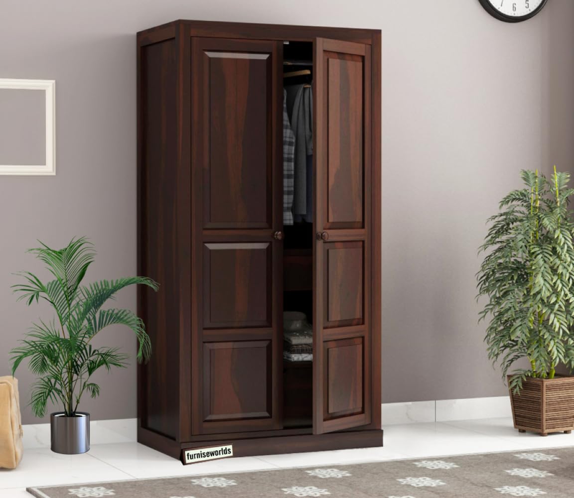 Wood World Sheesham Wood Wardrobe with 3 Drawer and 4 Shelves Storage ...