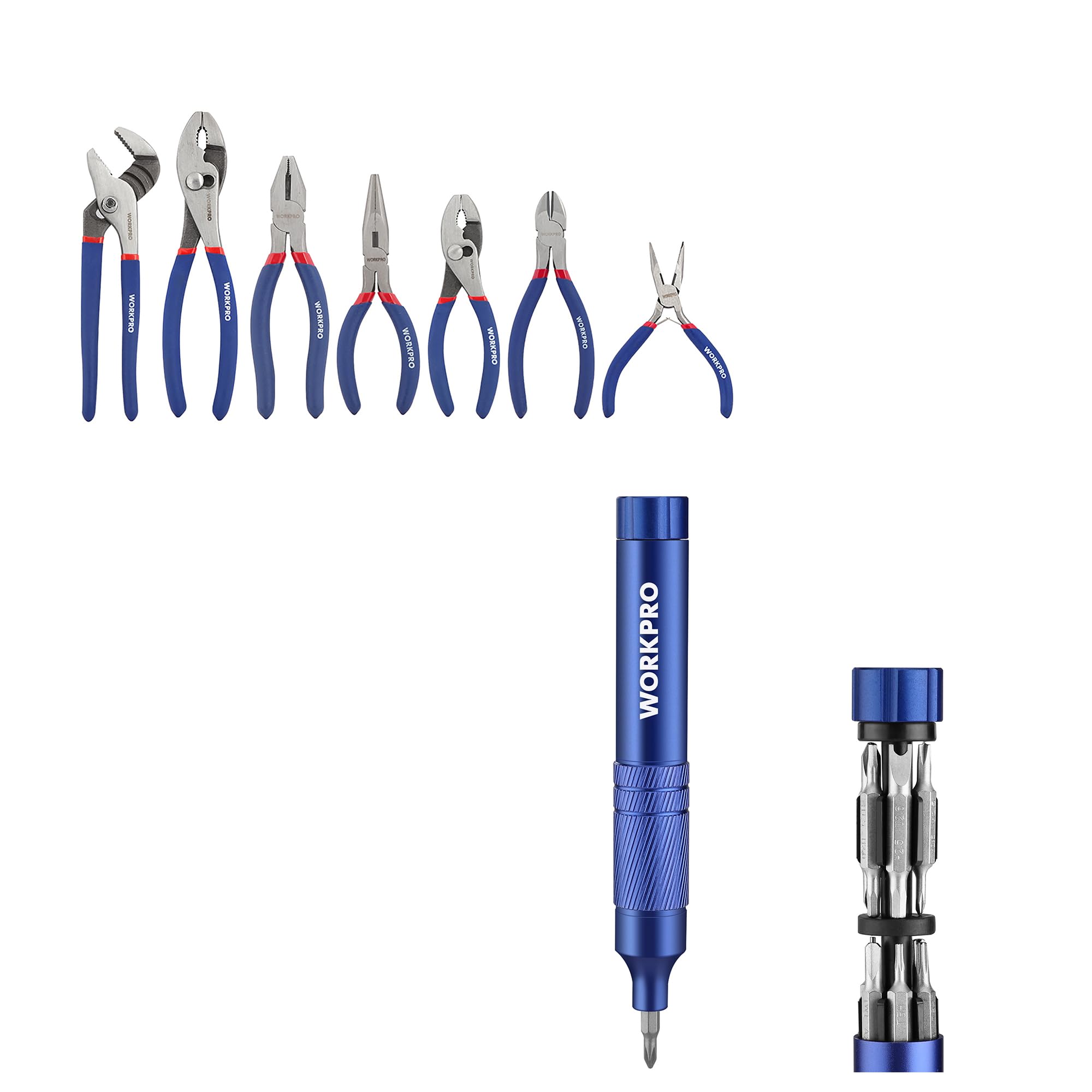 7-piece Workpro Pliers Set with Groove Joint, Long Nose, Slip Joint ...