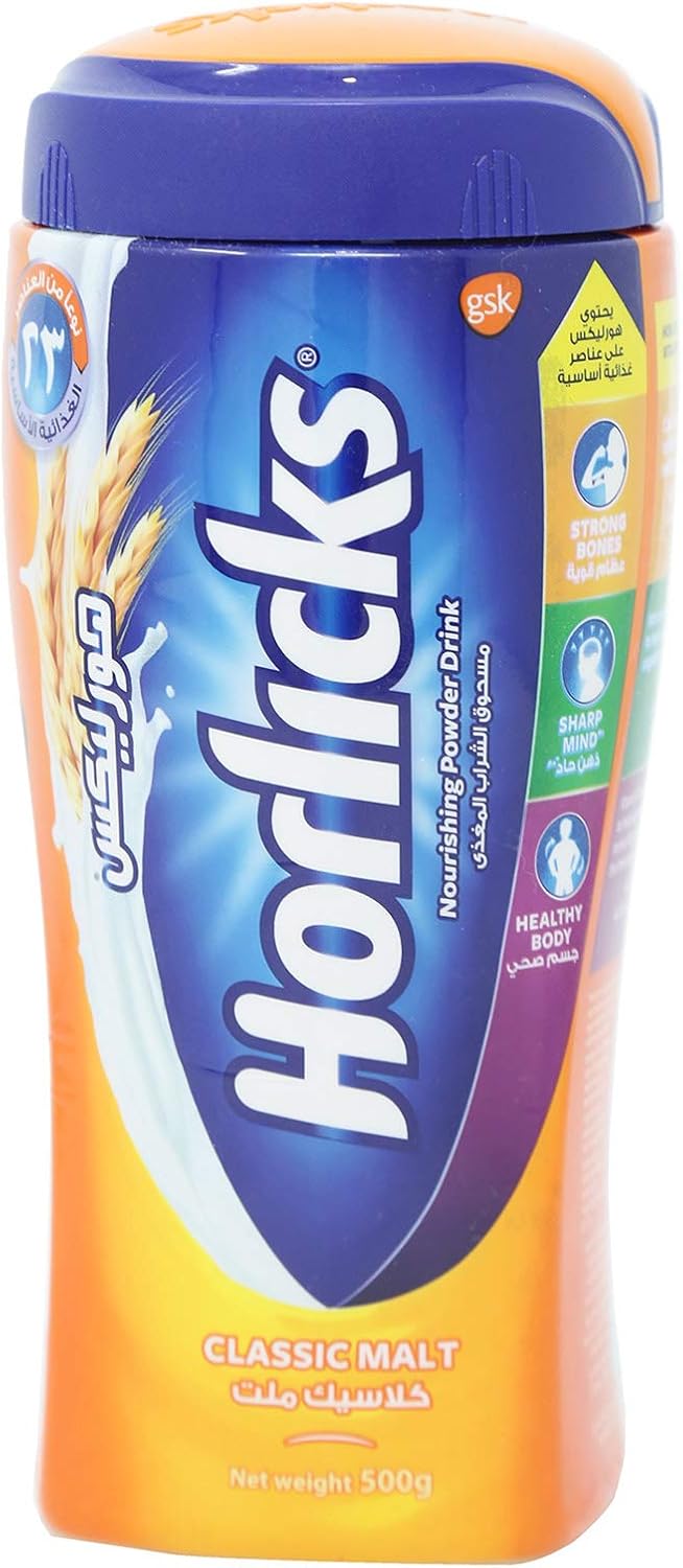 Horlicks, Nourishing Powder Drink Classic Malt, 500 grams : Amazon.ae ...