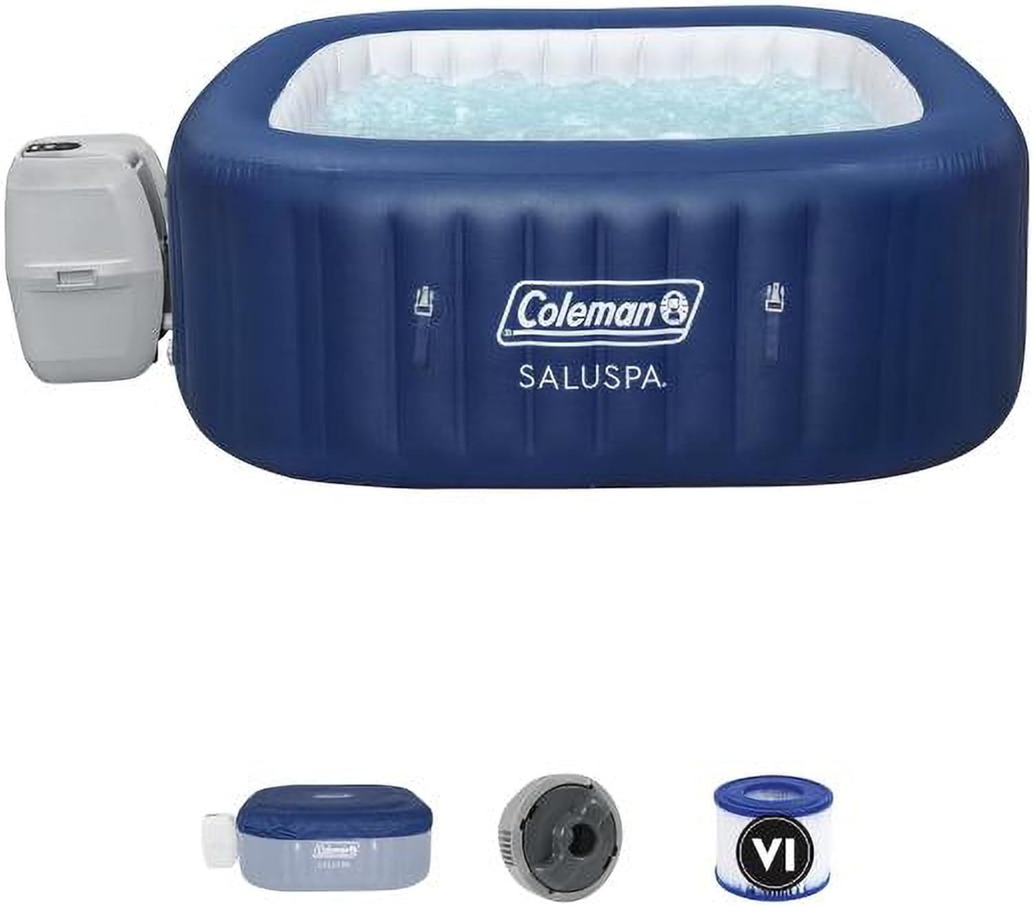 Coleman SaluSpa Atlantis AirJet 4 to 6 Person Inflatable Hot Tub Square ...