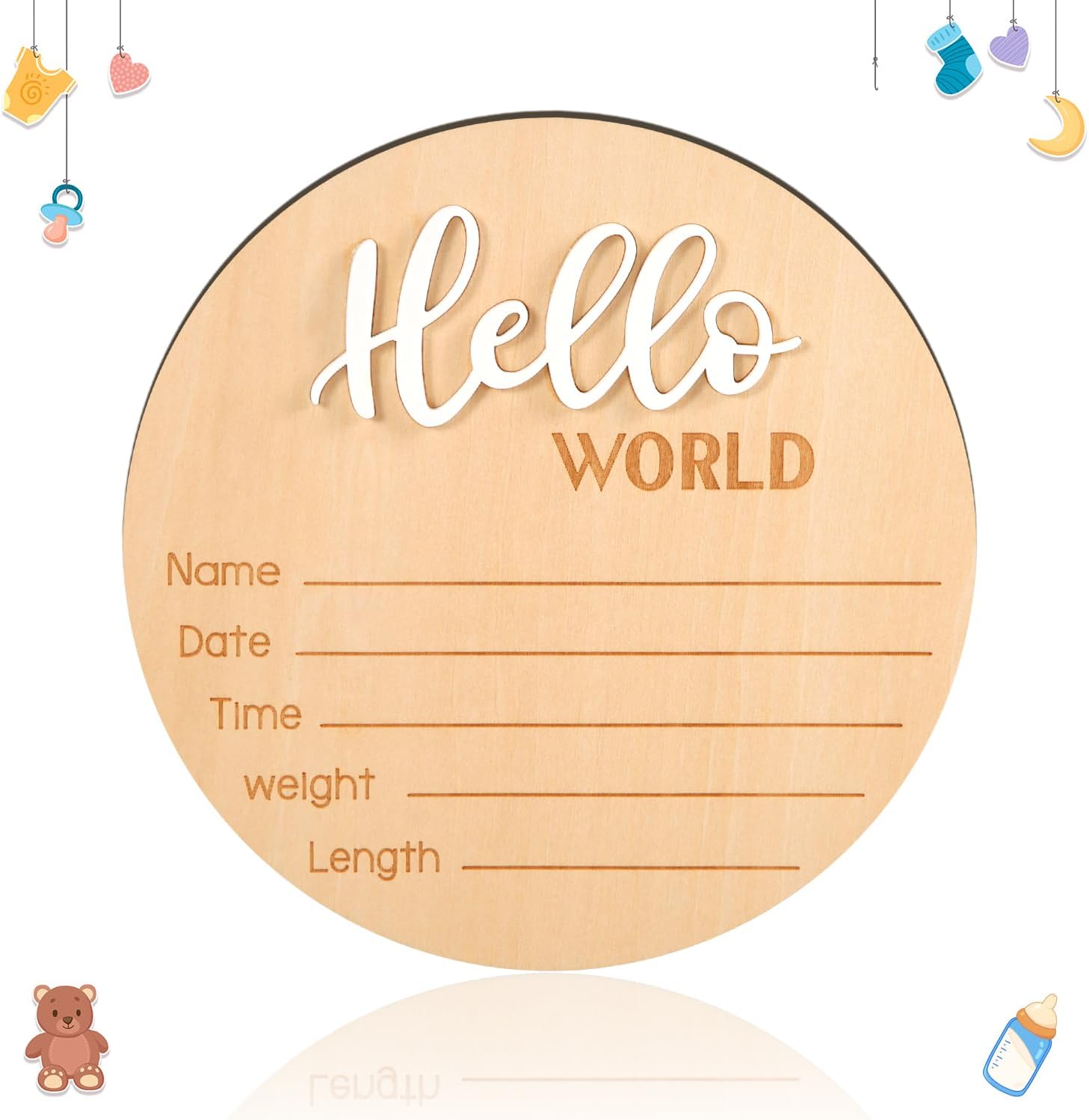 Amazon.com : Baby Announcement Sign, 5.9 inch Hello World Newborn Sign ...