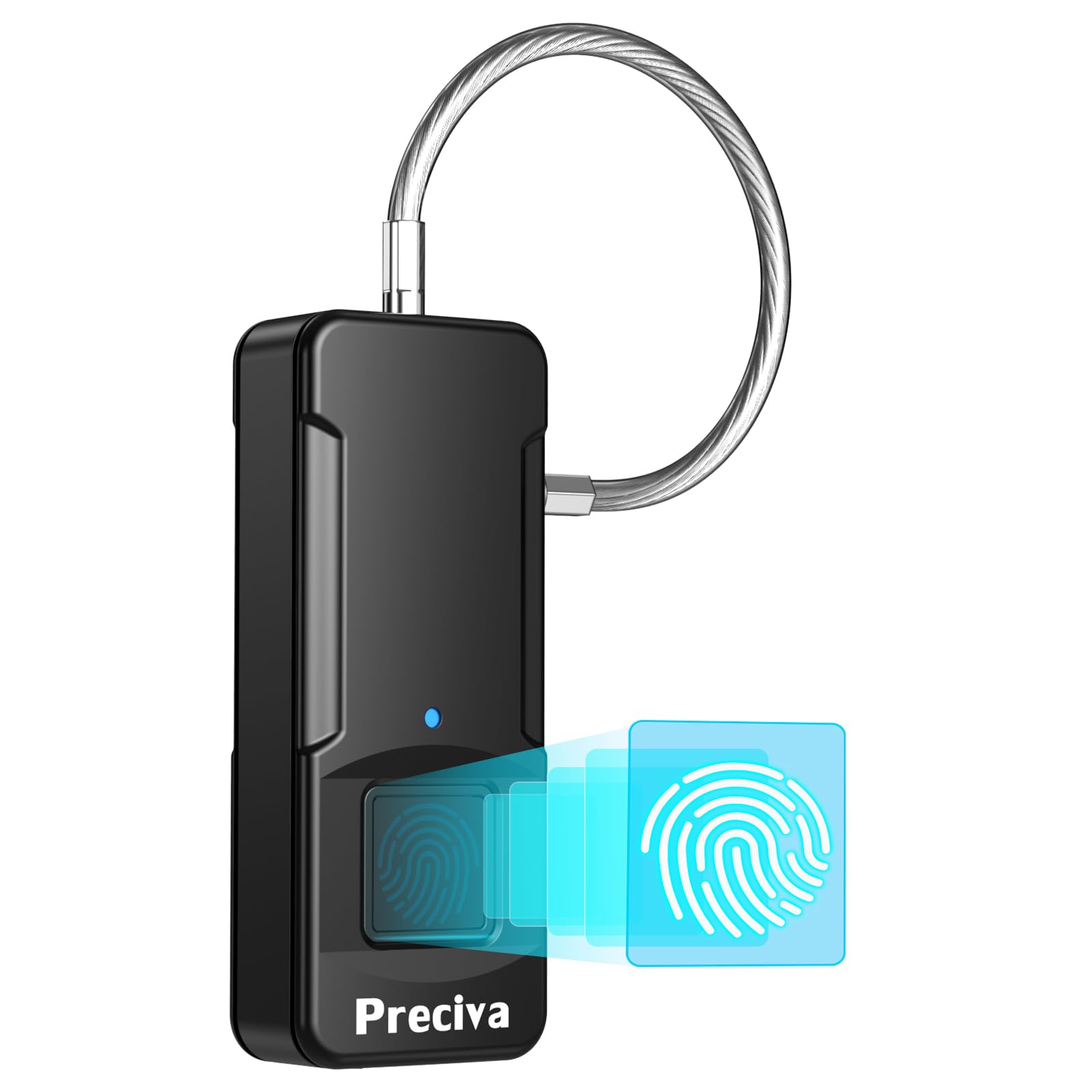 Preciva Fingerprint Cable Lock, Smart keyless Waterproof Fingerprint ...