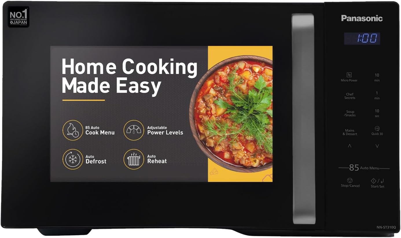 Panasonic 25L Solo Microwave Oven (NN-ST310QBFG, Black, 85 Auto Cook ...
