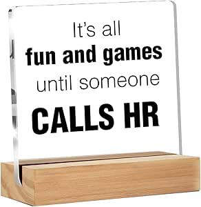 Amazon.com: Funny Office Desk Sign - Funny HR Desk Sign - HR Office ...