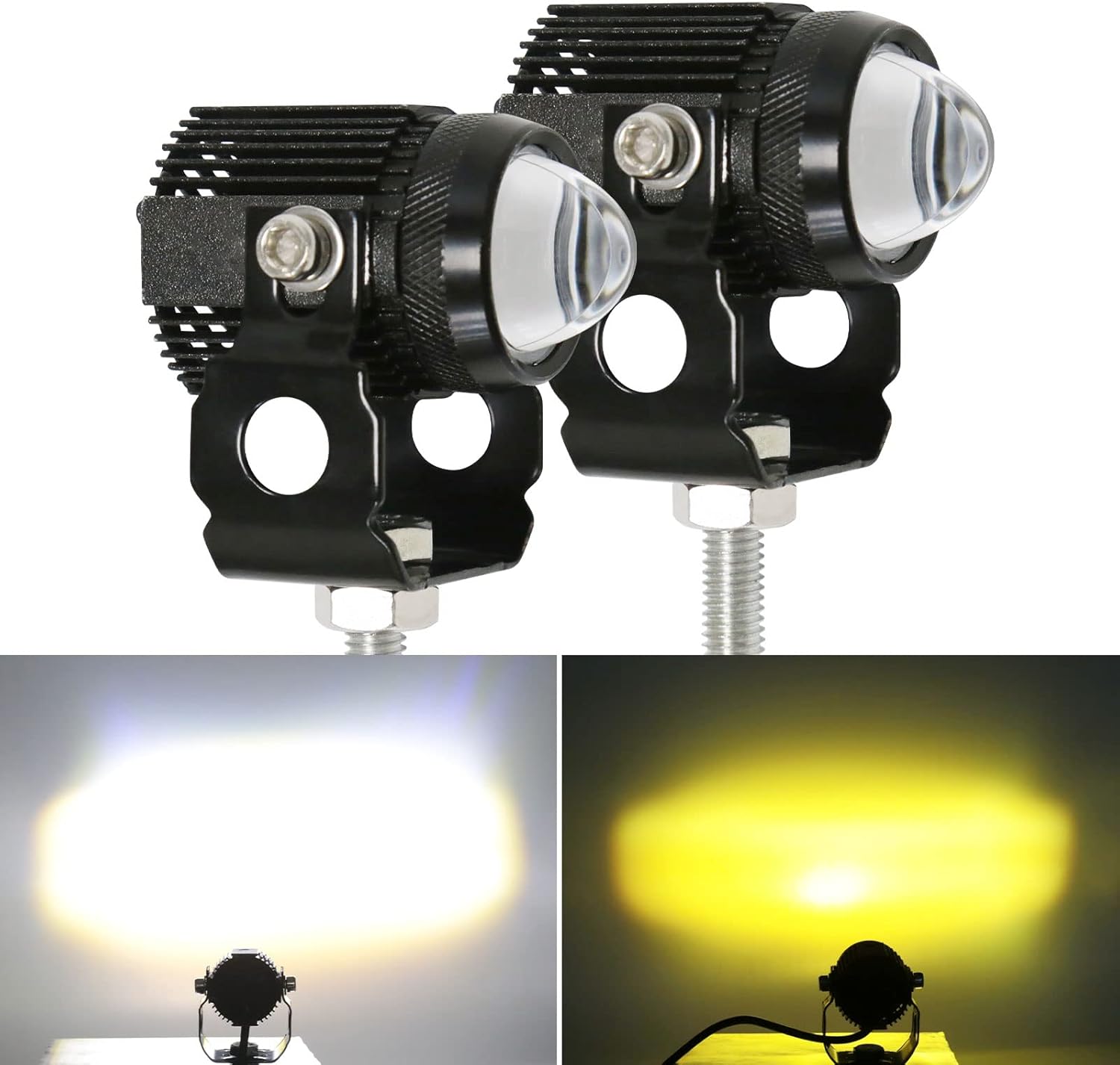 Amazon.com: FICOLPO 2Pcs Motorcycle Fog Lights 60W External Driving Fog ...