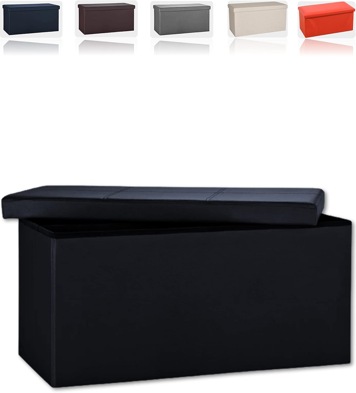 TheWhiteWater - Folding Ottoman Storage Box - (Black, 76 x 38 x 38 ...