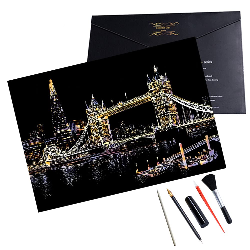 Buy Craft Scratch Art Paper,Scratchboard Art for Adult And Kids Rainbow ...