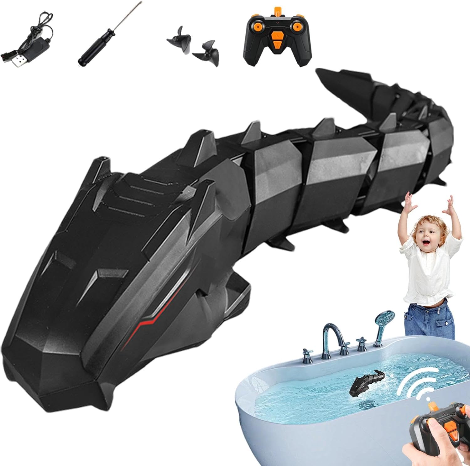kivrimlarv Realistic Swimming Pool Snake, RC Snake Water Toy, Remote ...