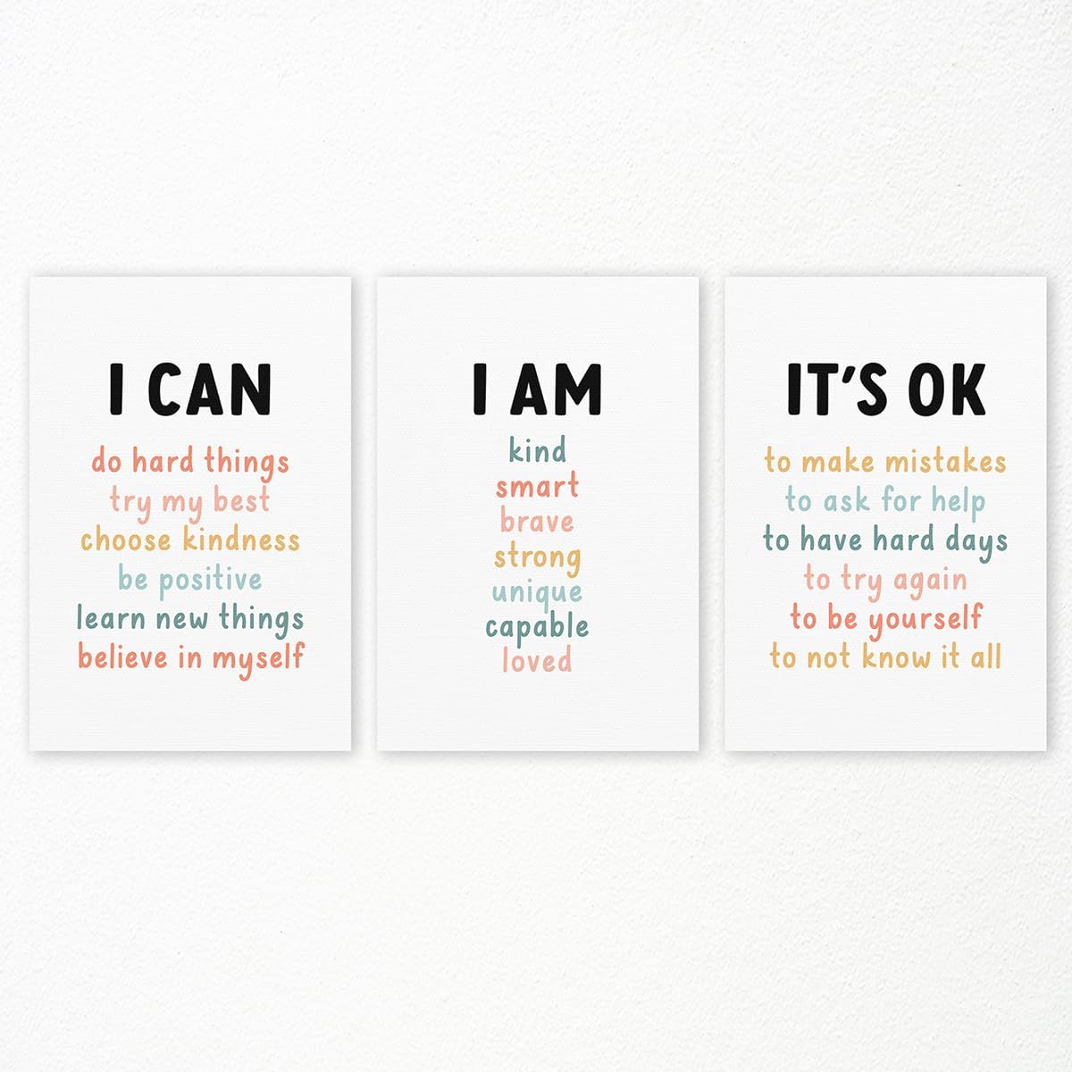 Amazon.com: I Can Do Hard Things Canvas Poster, Set of 3 I Am Smart I ...