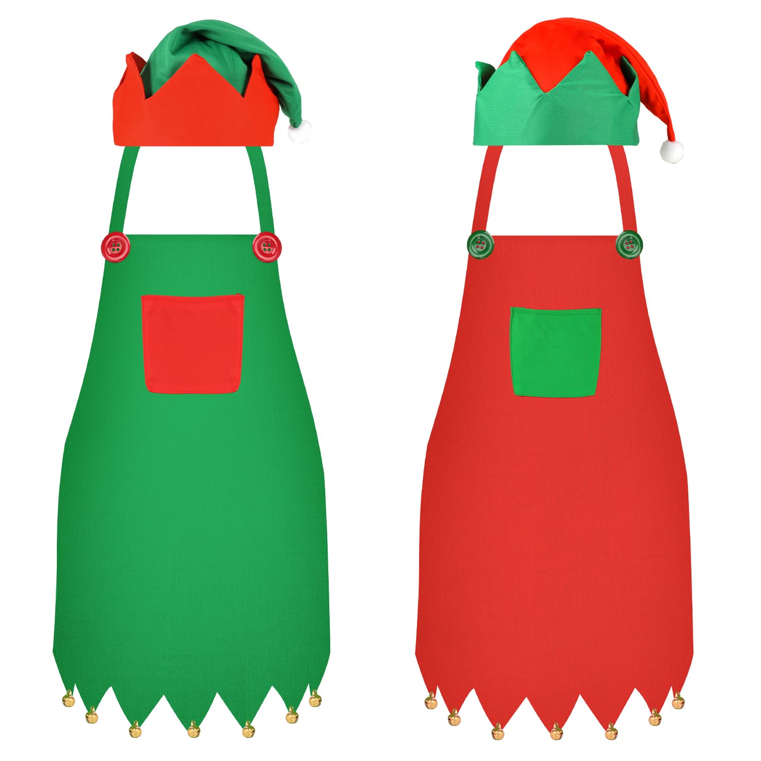 HOWAF Elf Costume, 2 Set Christmas Elf Apron & Elf Hat, Christmas Apron ...