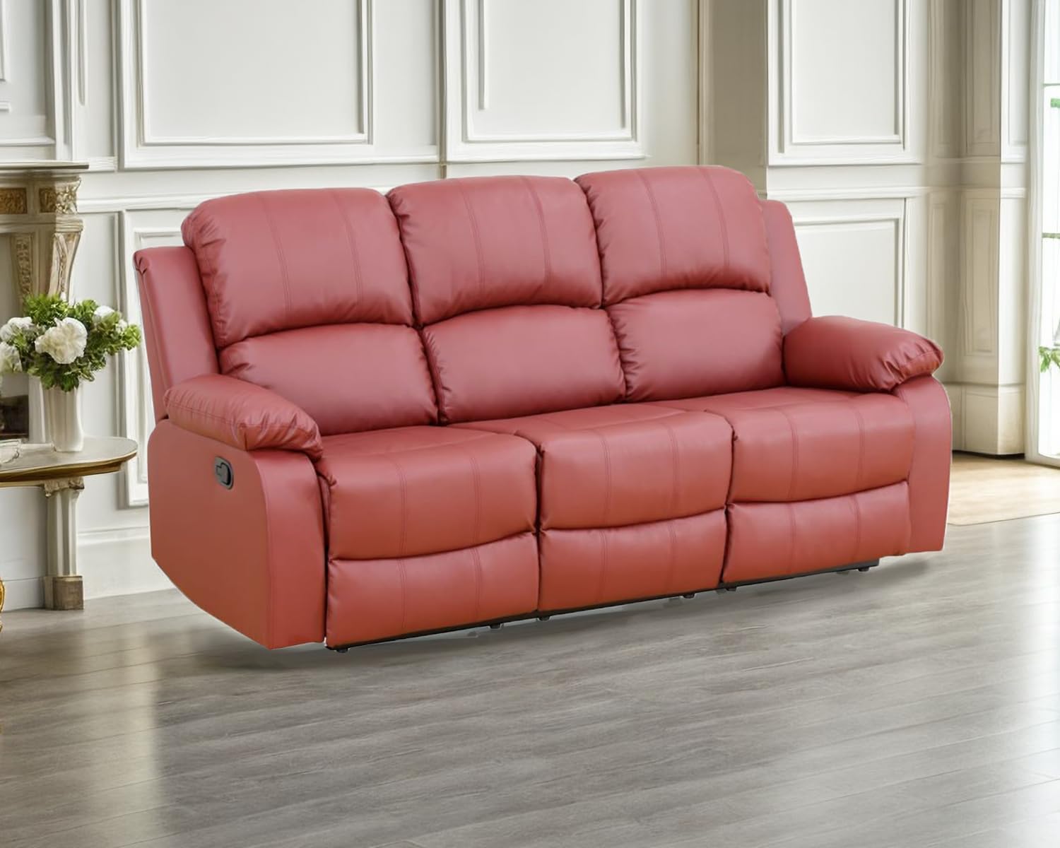 Amazon.com: Caberryne Leather Recliner Sofa，Leather Reclining Sofa for ...
