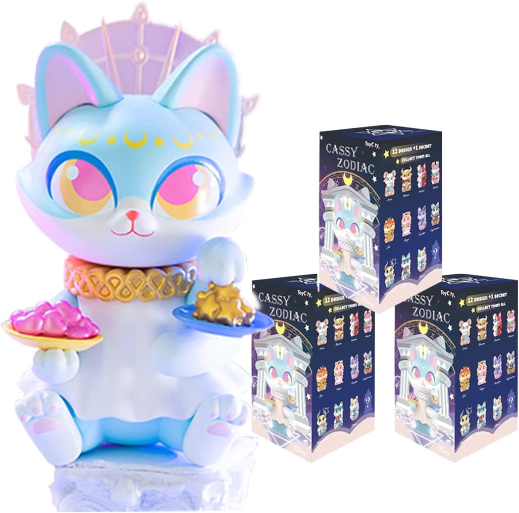 Amazon.com: Cassy Cat Zodiac Series Mystery Box Toy Action Figure Blind ...