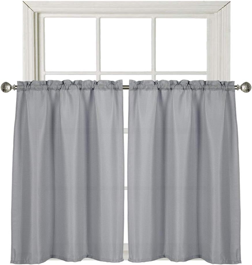 Amazon.com: Home Queen Grey Waffle Bathroom Window Curtains, Short ...